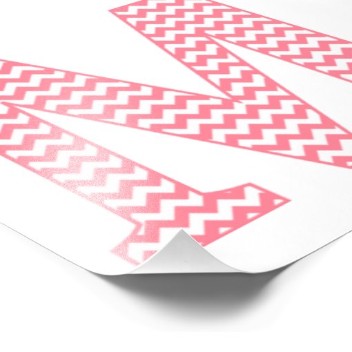 Classic Preppy Pink Chevron Letter M Monogram Photo Print | Zazzle