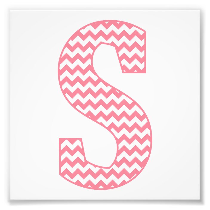 Classic Preppy Pink Chevron Letter S Monogram Photo Print | Zazzle.com