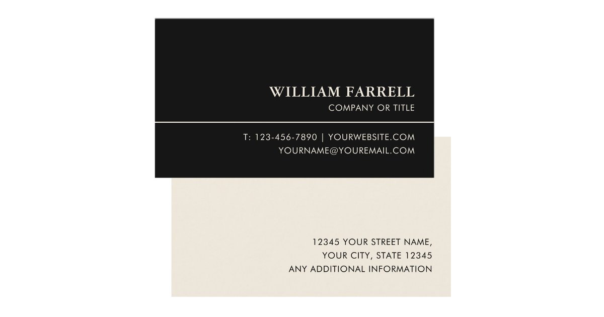 Classic Professional Luxury Black Ivory Business Card | Zazzle