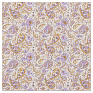 Retro Purple Paisley Pattern Fabric | Zazzle