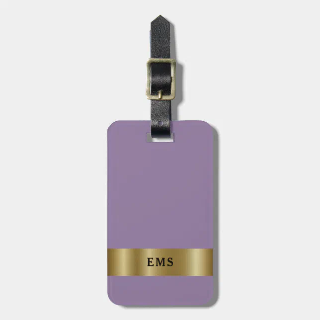Classic Purple and Gold Monogram Luggage Tag | Zazzle