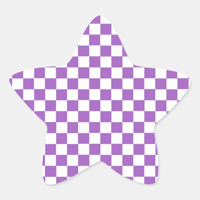 Classic Purple and White Checkered Pattern Star Sticker | Zazzle