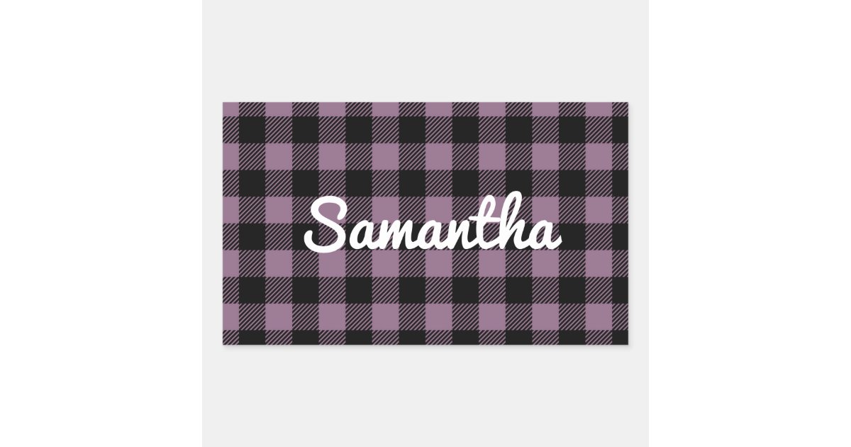 Classic Purple Buffalo Check Plaid Personalized Rectangular Sticker ...