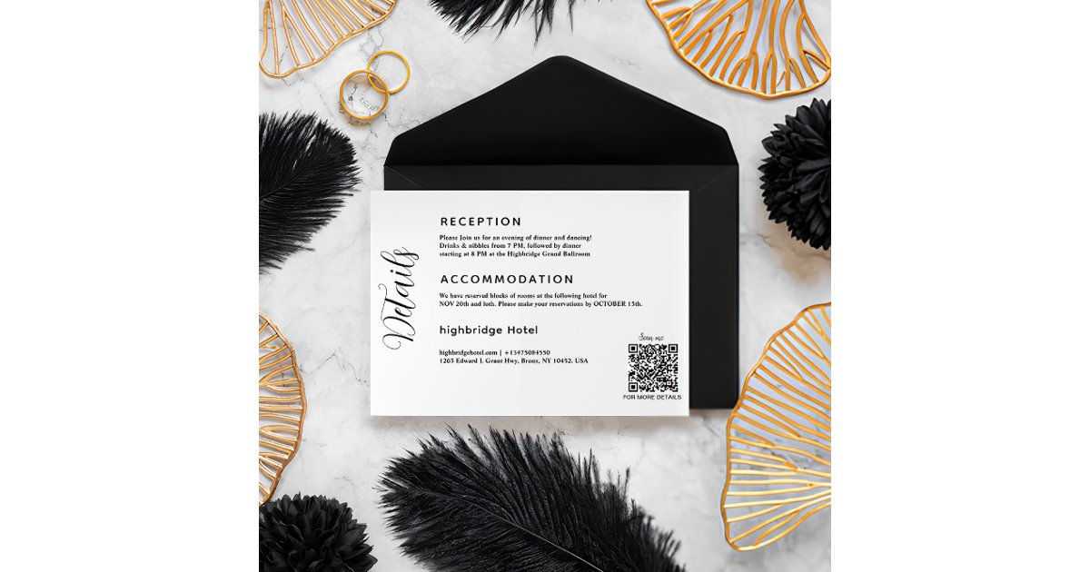 Classic QR Code Wedding Details Enclosure Card | Zazzle