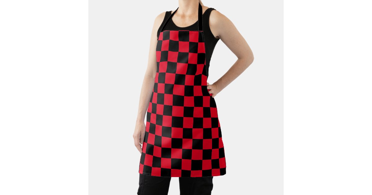 Classic Red and Black checkered chequered pattern Apron | Zazzle