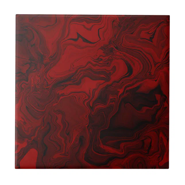 Classic Red and Black Marble Ceramic Tile | Zazzle