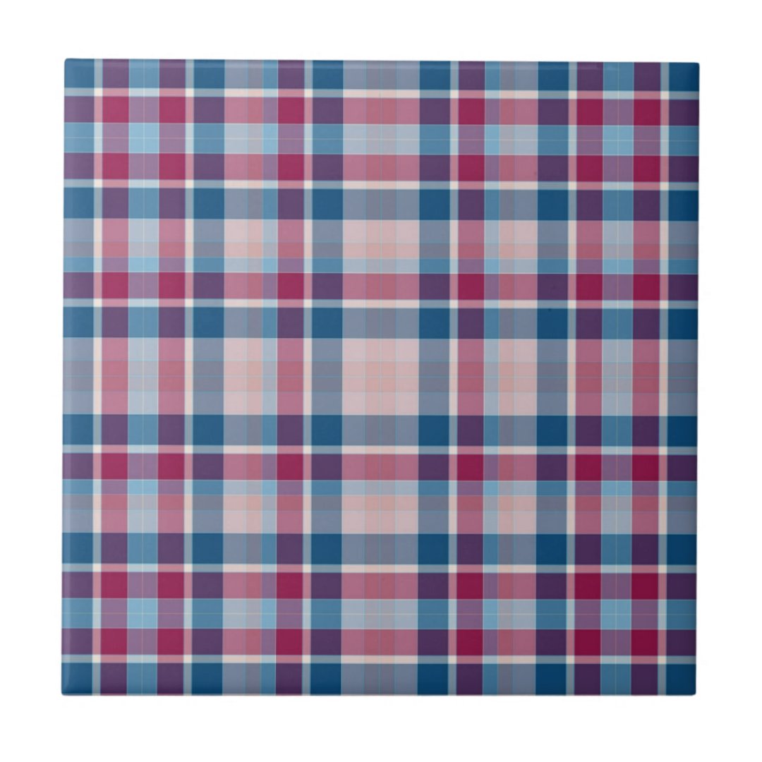 Classic Red and Blue Plaid Tile | Zazzle
