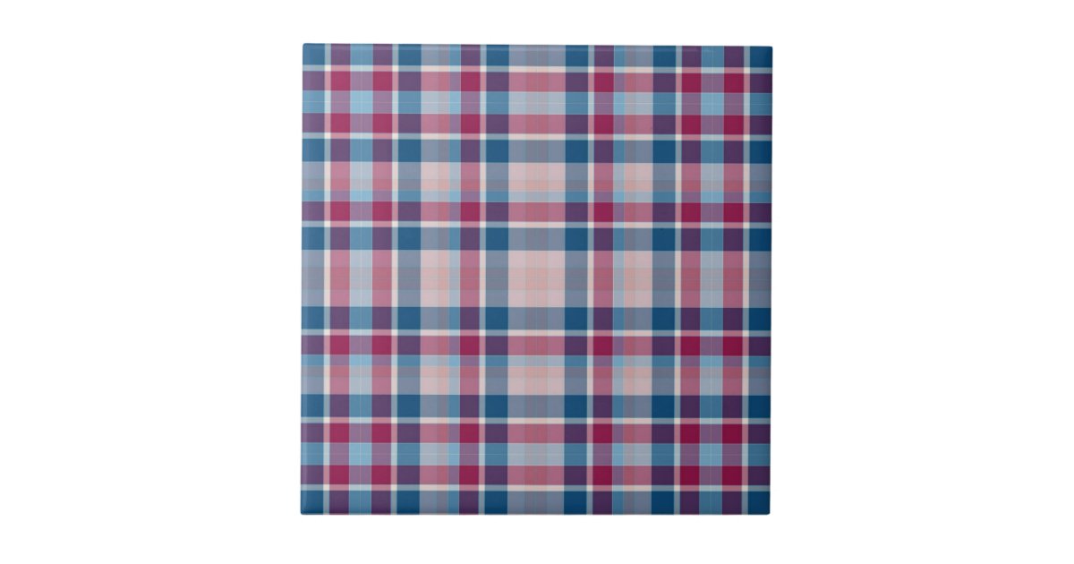 Classic Red and Blue Plaid Tile | Zazzle