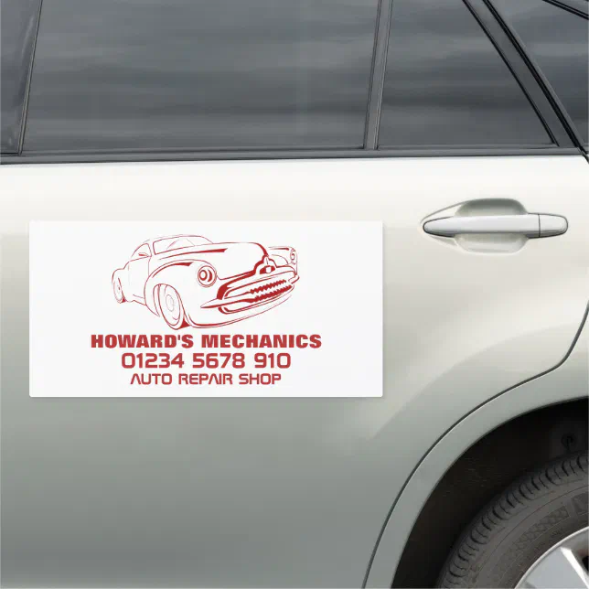 Classic Red, Auto Mechanic & Repairs Advertising Car Magnet | Zazzle