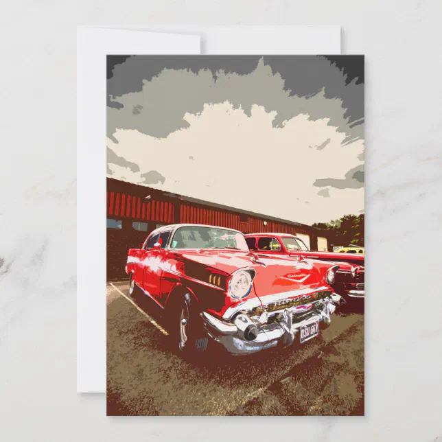 Classic Red Car Invitation | Zazzle