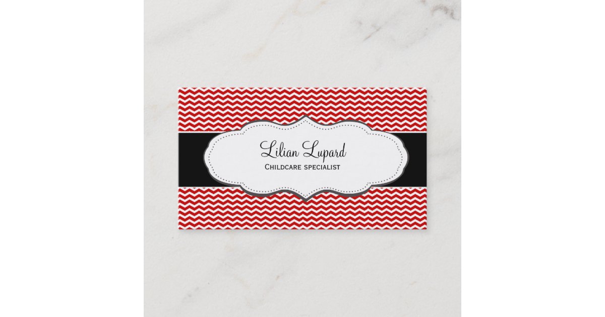 Classic Red Chevron Business Card | Zazzle