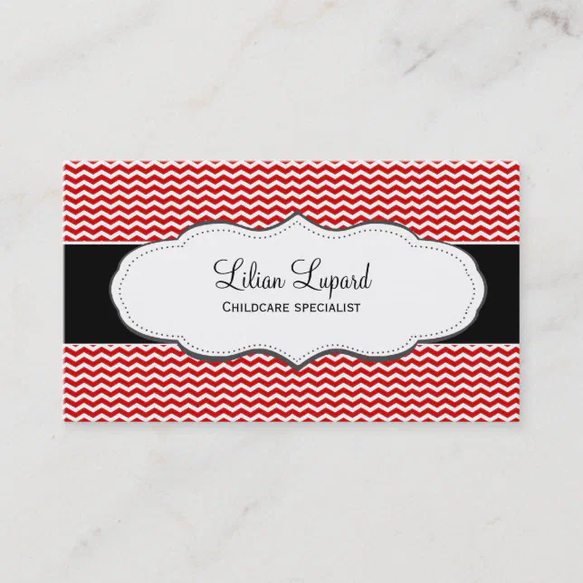 Classic Red Chevron Business Card | Zazzle