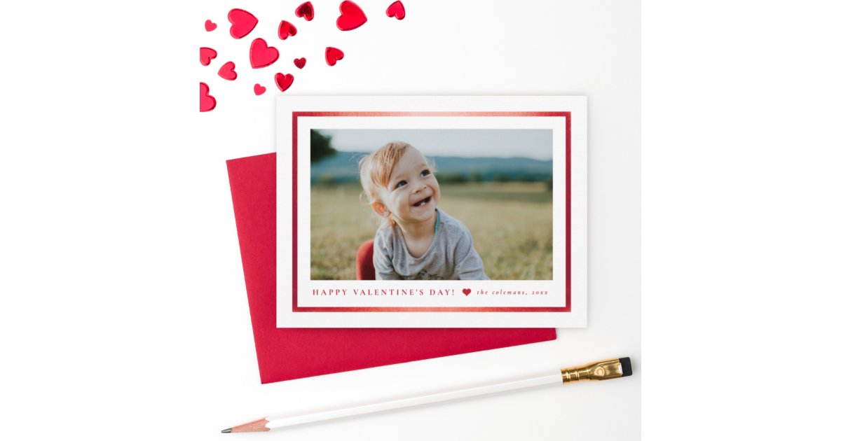 Classic Red Frame Photo Valentine's Day Note Card | Zazzle