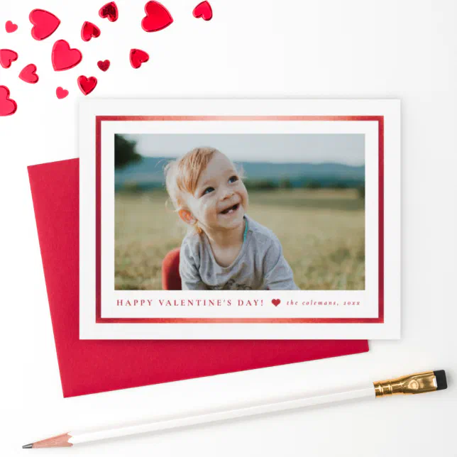 Classic Red Frame Photo Valentine's Day Note Card | Zazzle
