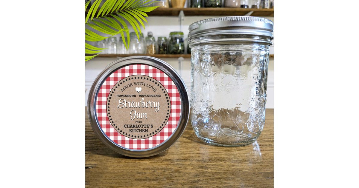 Classic Red Gingham Canning Jar Label | Zazzle