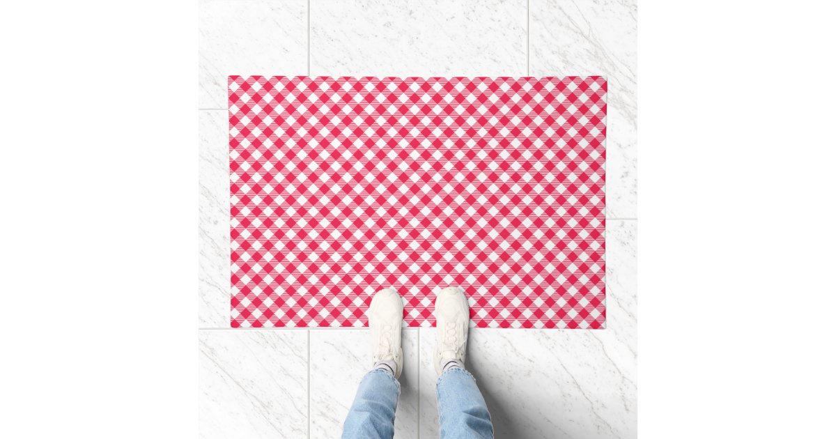 Classic Red Gingham Country Pattern Doormat | Zazzle
