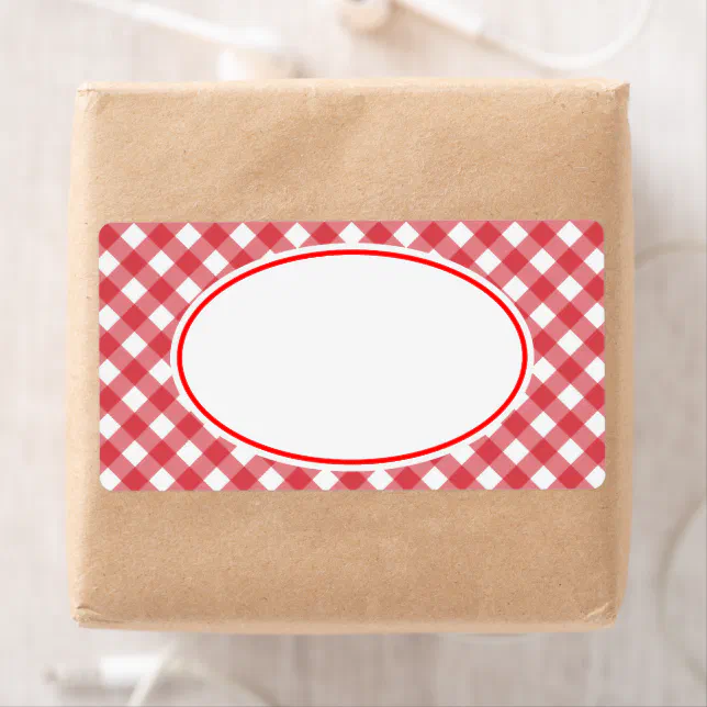 Classic Red Gingham Kitchen Labels | Zazzle