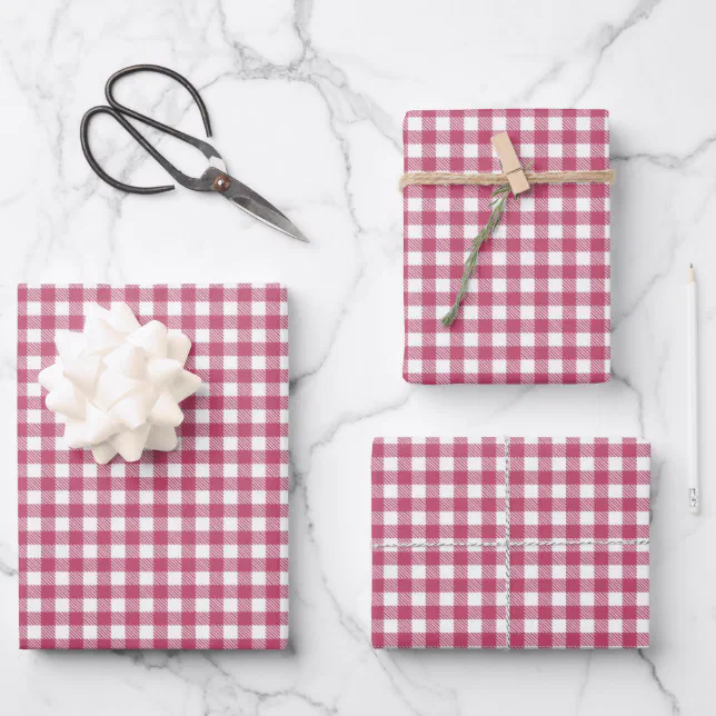 Classic Red Gingham Plaid Pattern Wrapping Paper Sheets | Zazzle