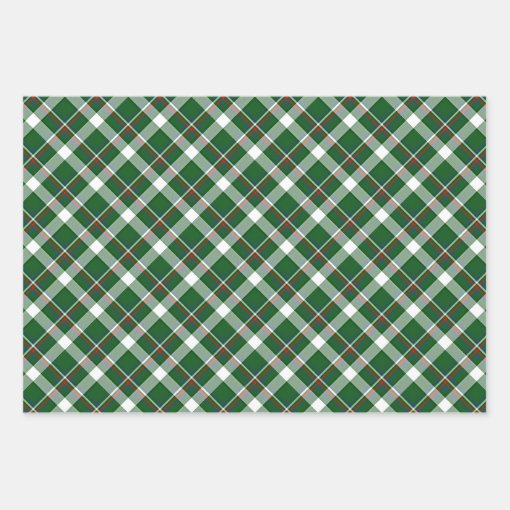 Classic Red Green Blue White Plaid Check Pattern Wrapping Paper Sheets ...