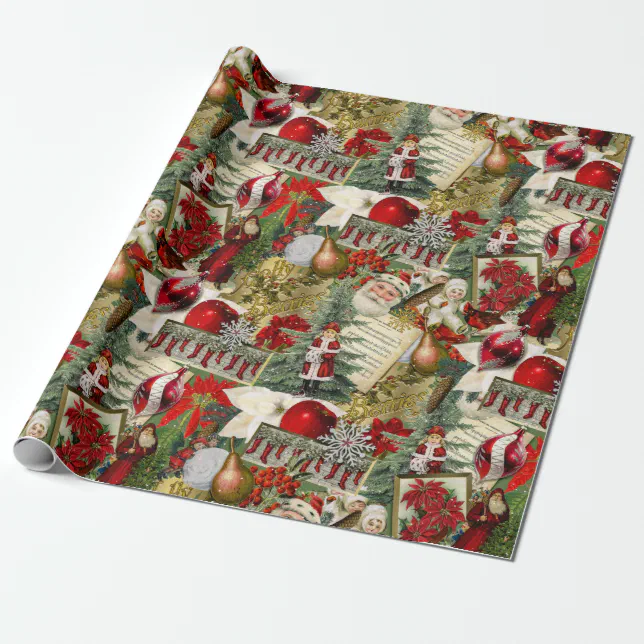 Classic Red & Green Victorian Christmas Wrapping Paper | Zazzle