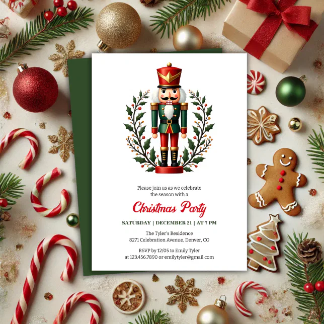 Classic Red Nutcracker Themed Christmas Party Invitation | Zazzle