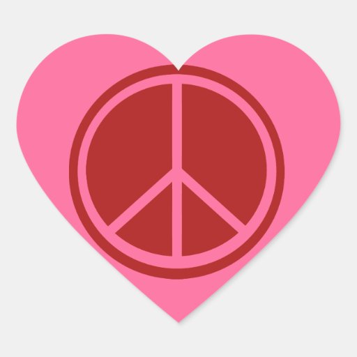 Classic Red Peace Sign Heart Sticker | Zazzle
