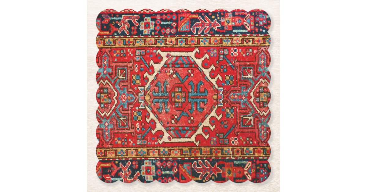 Classic Red Persian Oriental Rug Paper Coaster | Zazzle