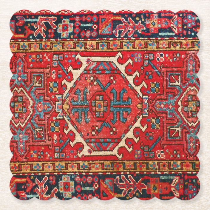 Classic Red Persian Oriental Rug Paper Coaster | Zazzle.com