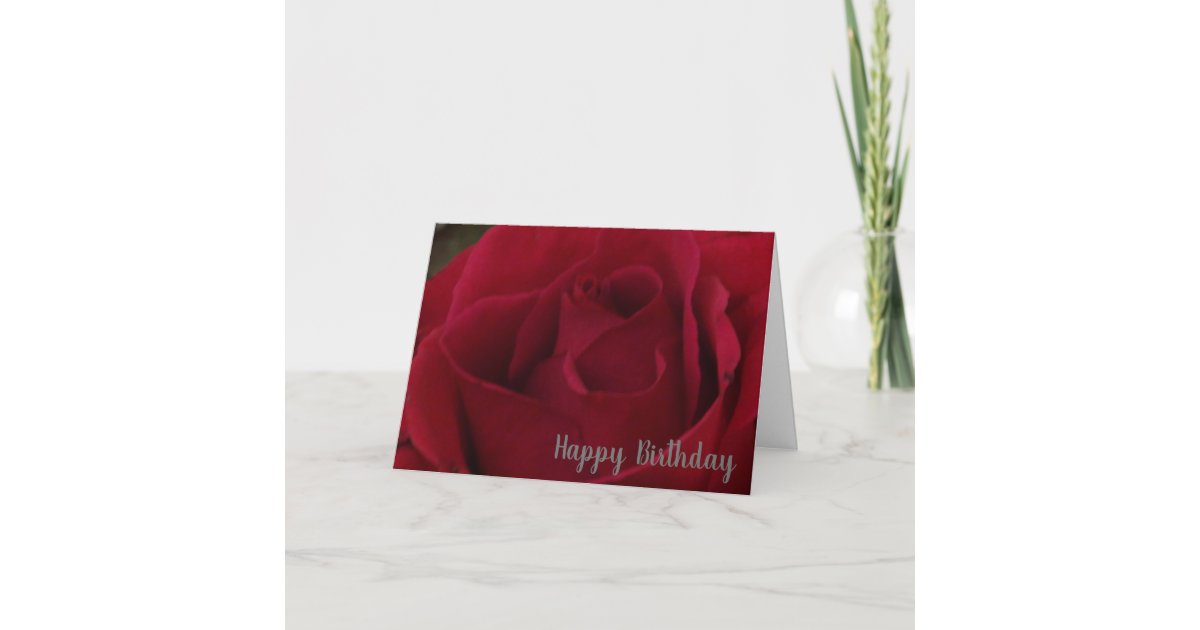 Classic Red Rose Happy Birthday Greeting Card | Zazzle