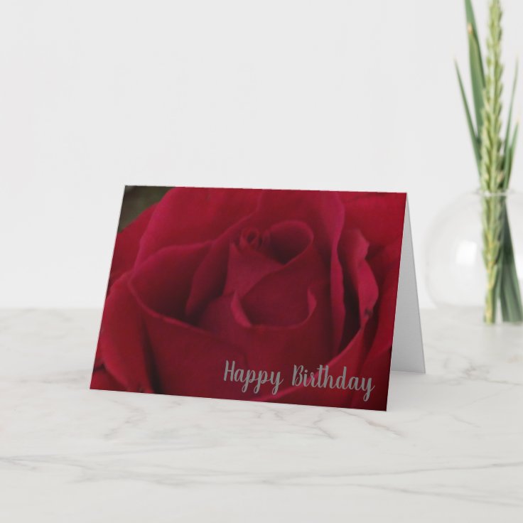 Classic Red Rose Happy Birthday Greeting Card | Zazzle