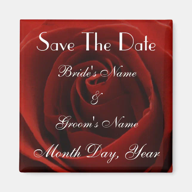 Classic Red Rose Save the Date Wedding Magnet | Zazzle