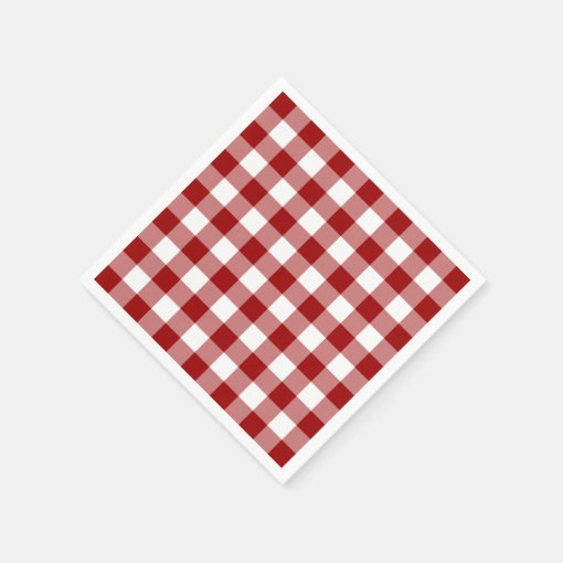 Classic Red White Gingham Check Pattern Napkins | Zazzle