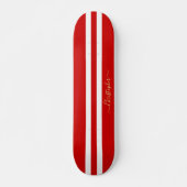 Classic Red White Gold Monogram Racing Stripes Skateboard | Zazzle