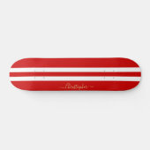 Classic Red White Gold Monogram Racing Stripes Skateboard | Zazzle