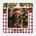 Classic Red White plaid Christmas Photo Metal Orna Metal Ornament | Zazzle