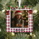Classic Red White plaid Christmas Photo Metal Orna Metal Ornament | Zazzle