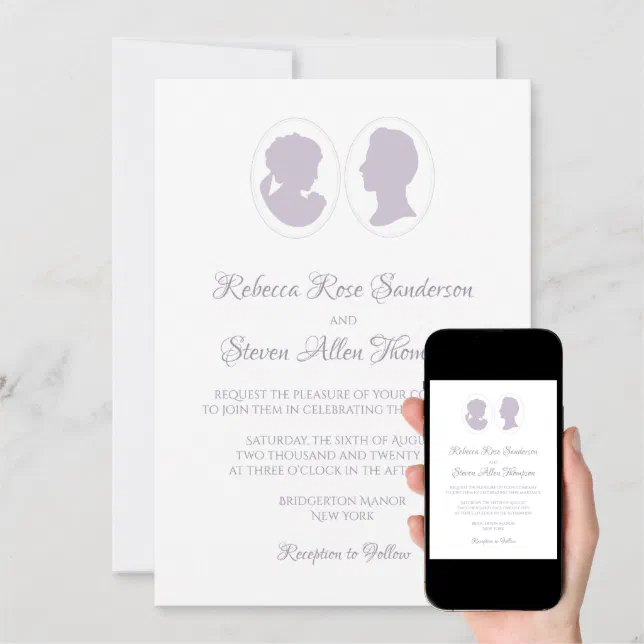 Classic Regency Purple Cameo Wedding Invitation | Zazzle