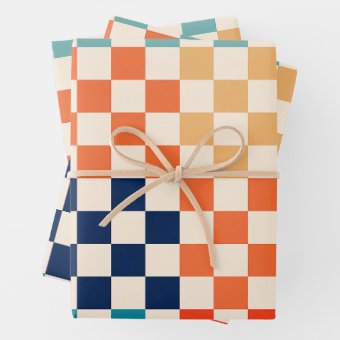 Classic Retro Checkered Checkerboard Pattern A Wrapping Paper Sheets ...