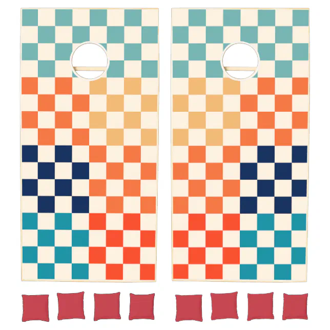 Classic Retro Checkered Checkerboard Pattern Cornhole Set | Zazzle