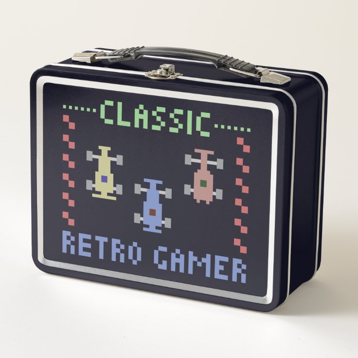 Classic Retro Gamer Pixel Race Metal Lunch Box | Zazzle
