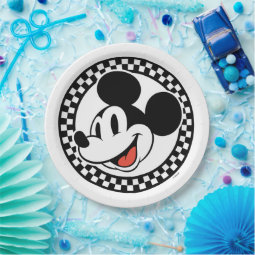 Classic Retro Mickey Mouse Checkered Paper Plates | Zazzle
