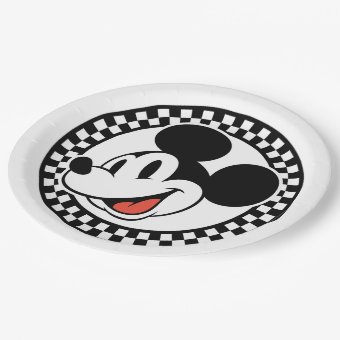 Classic Retro Mickey Mouse Checkered Paper Plates | Zazzle