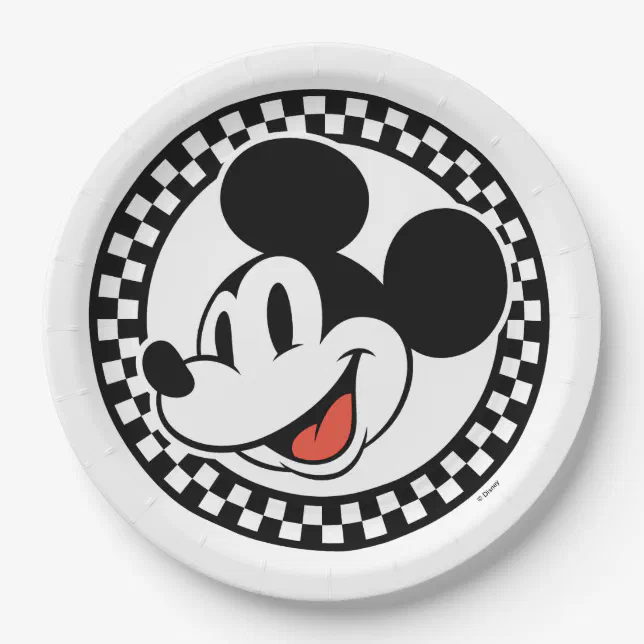 Classic Retro Mickey Mouse Checkered Paper Plates | Zazzle