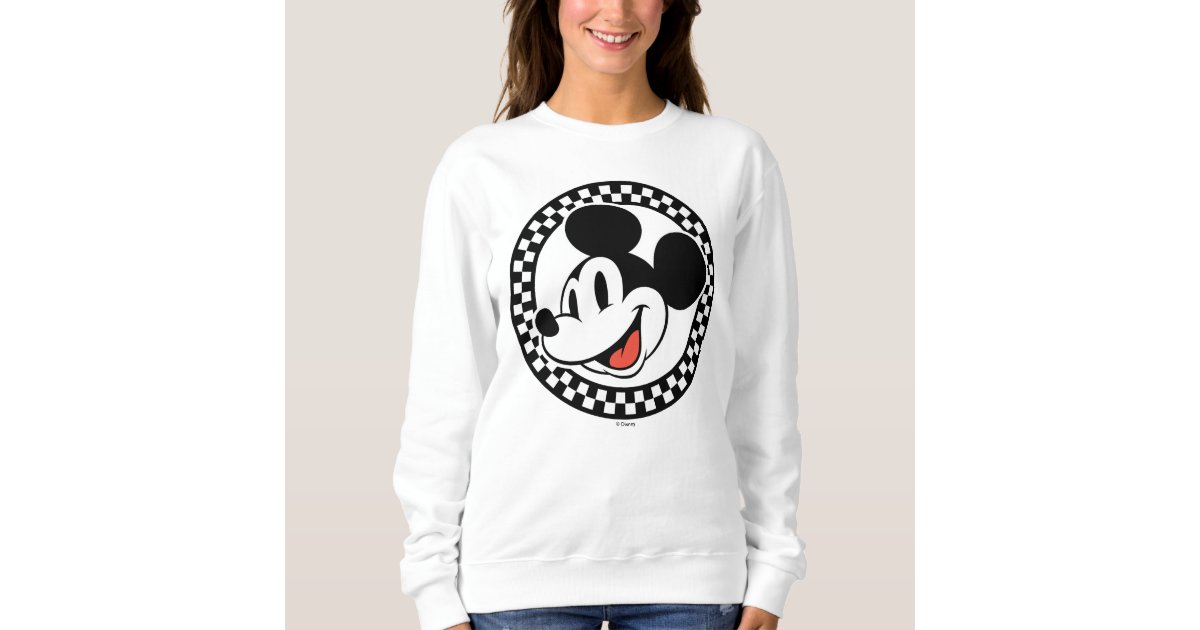 Classic Retro Mickey Mouse Checkered Sweatshirt | Zazzle