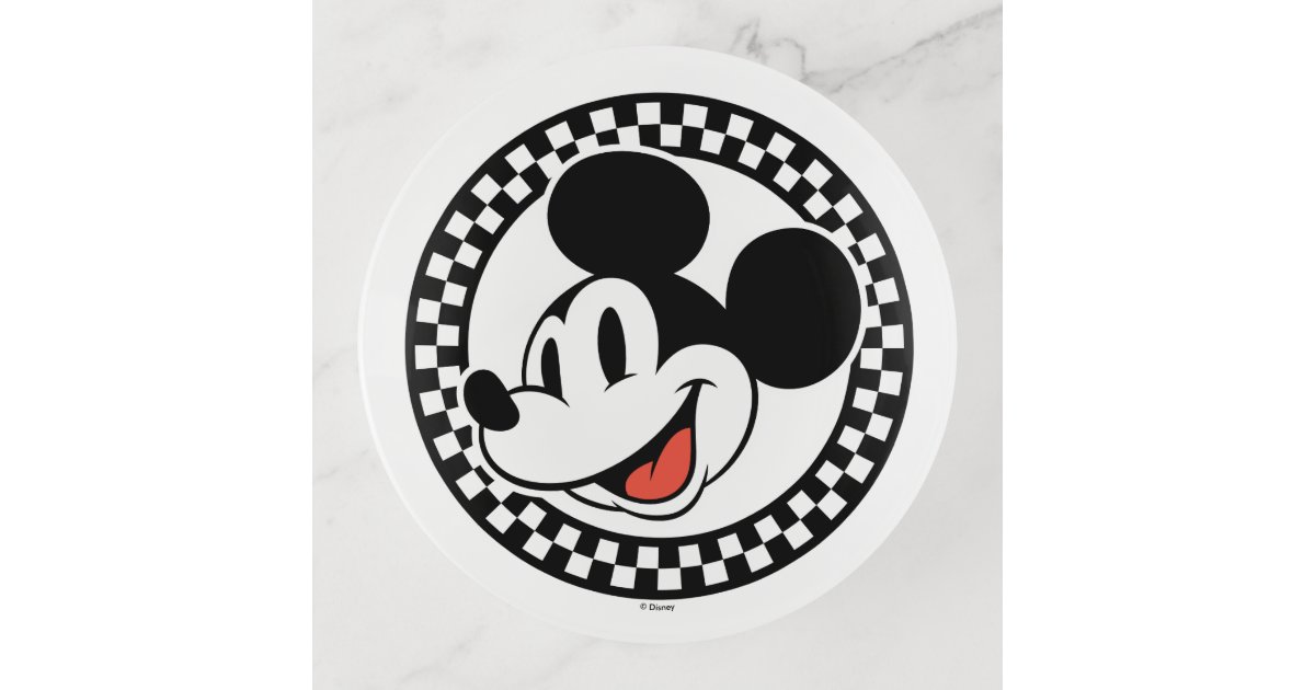 Classic Retro Mickey Mouse Checkered Trinket Tray | Zazzle