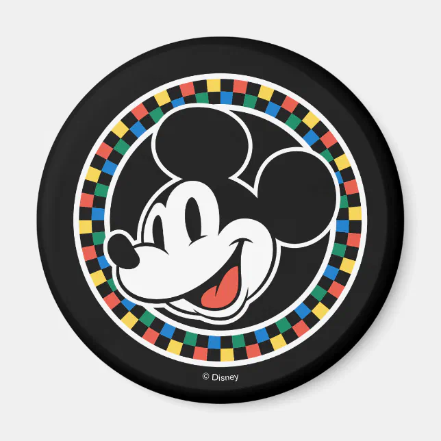 Classic Retro Mickey Mouse Colorful Checkered Magnet | Zazzle