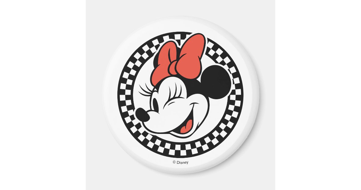 Classic Retro Minnie Mouse Checkered Magnet | Zazzle