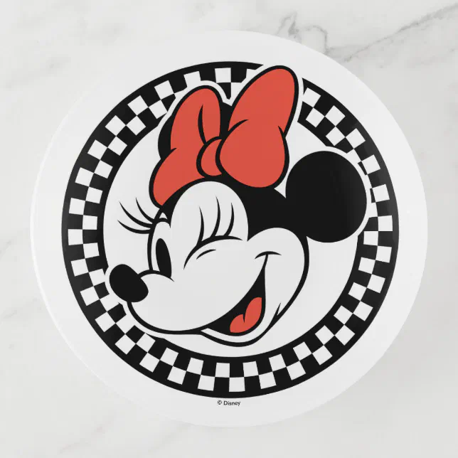 Classic Retro Minnie Mouse Checkered Trinket Tray | Zazzle