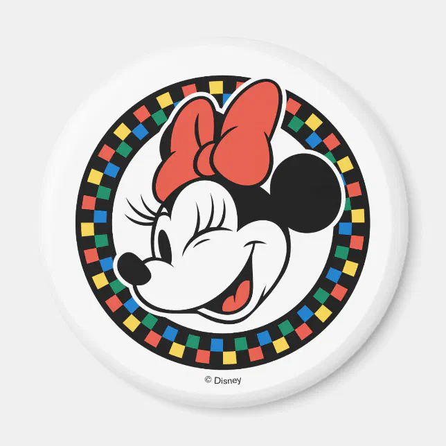Classic Retro Minnie Mouse Colored Checkered Magnet | Zazzle