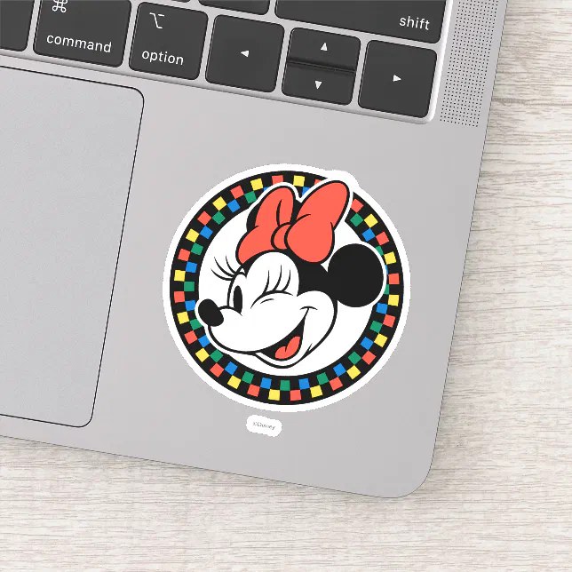 Classic Retro Minnie Mouse Colored Checkered Sticker | Zazzle